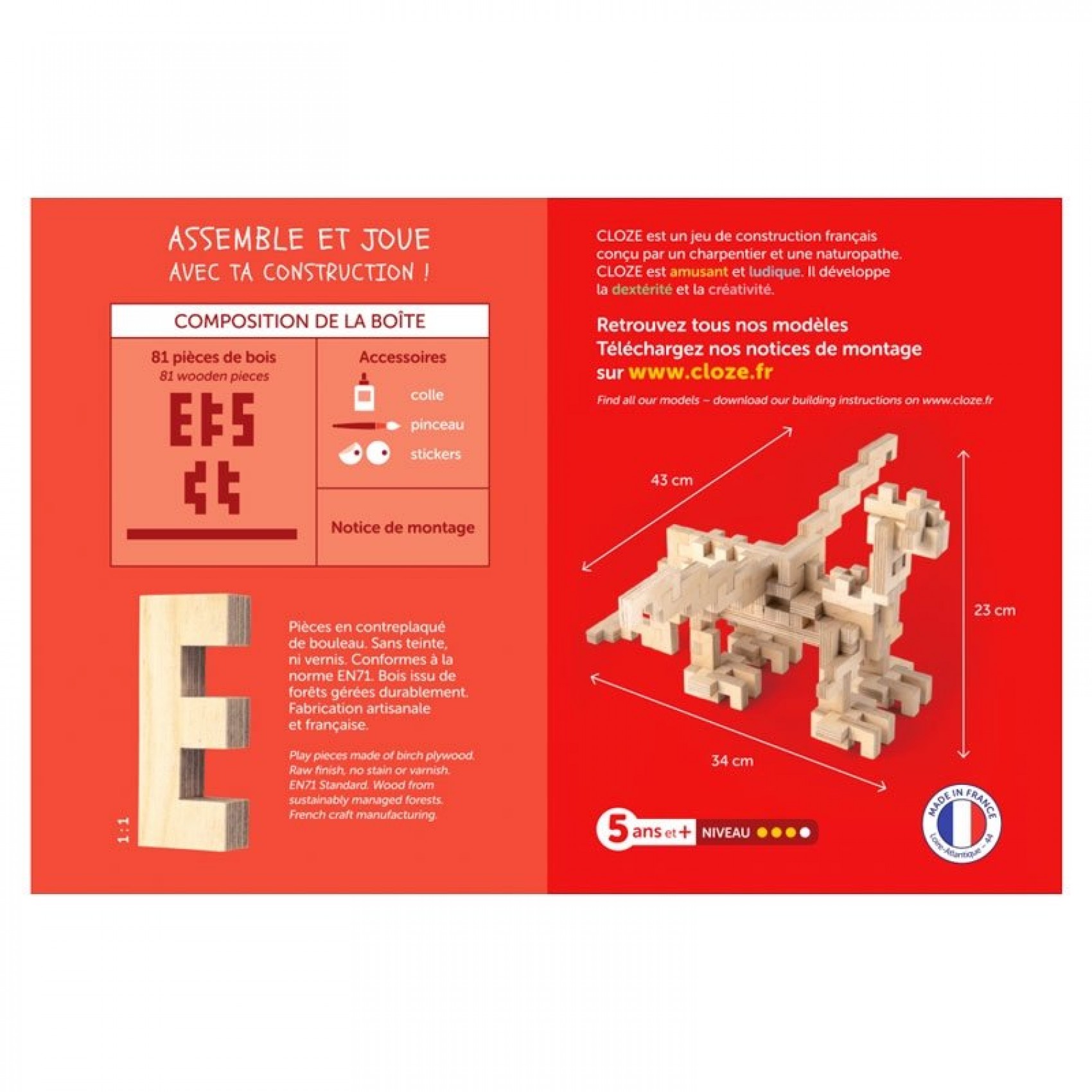 Kit créatif Cloze construction Dragon - 81 pièces - Cloze ...