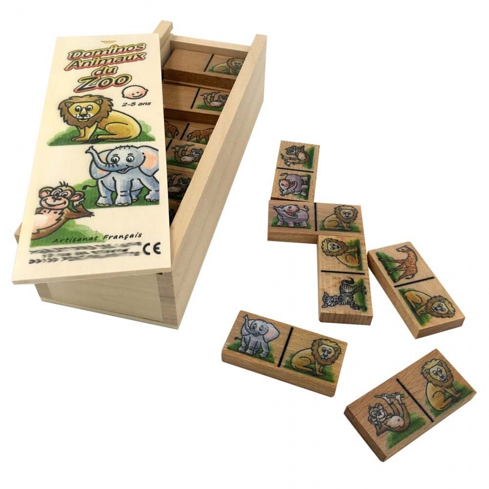 Dominos en bois des Animaux du Zoo - Artisan du Jura | Jeujouethique.com