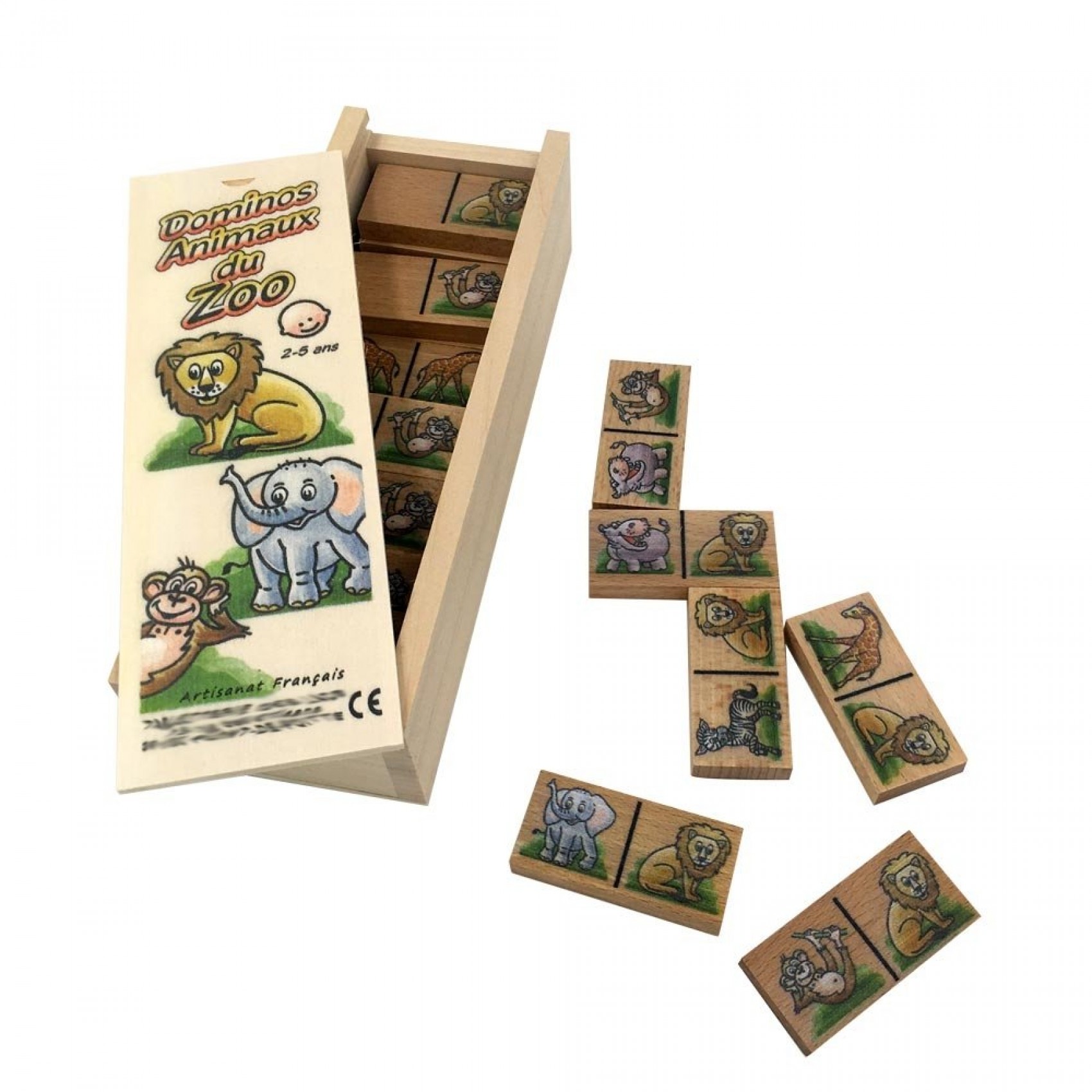 Dominos en bois des Animaux du Zoo - Artisan du Jura | Jeujouethique.com