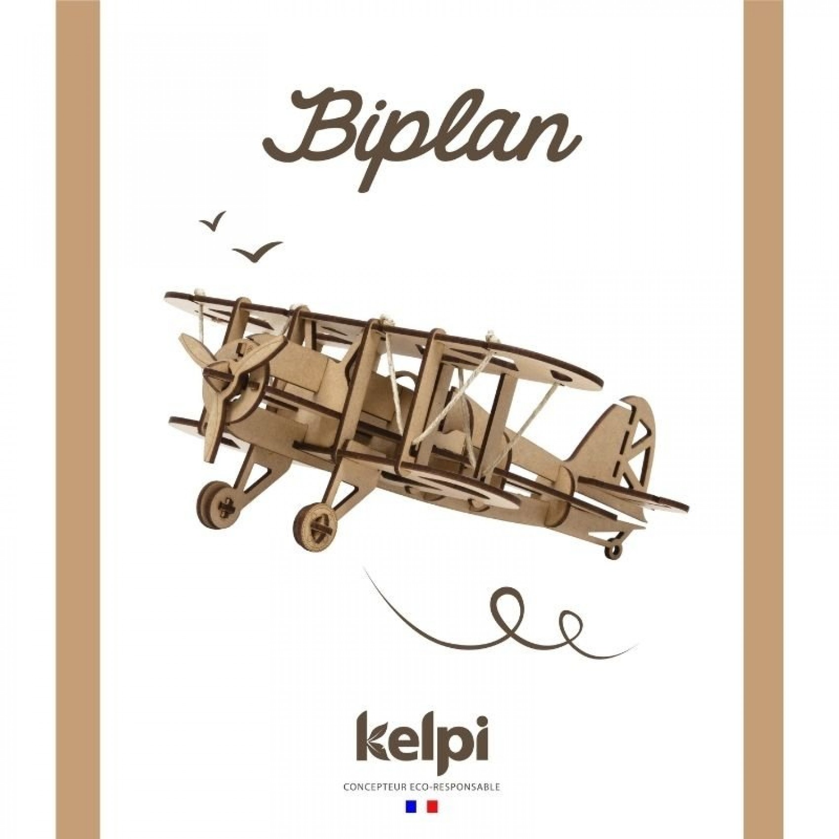 Maquette avion biplan à construire - Kelpi | Jeujouethique.com