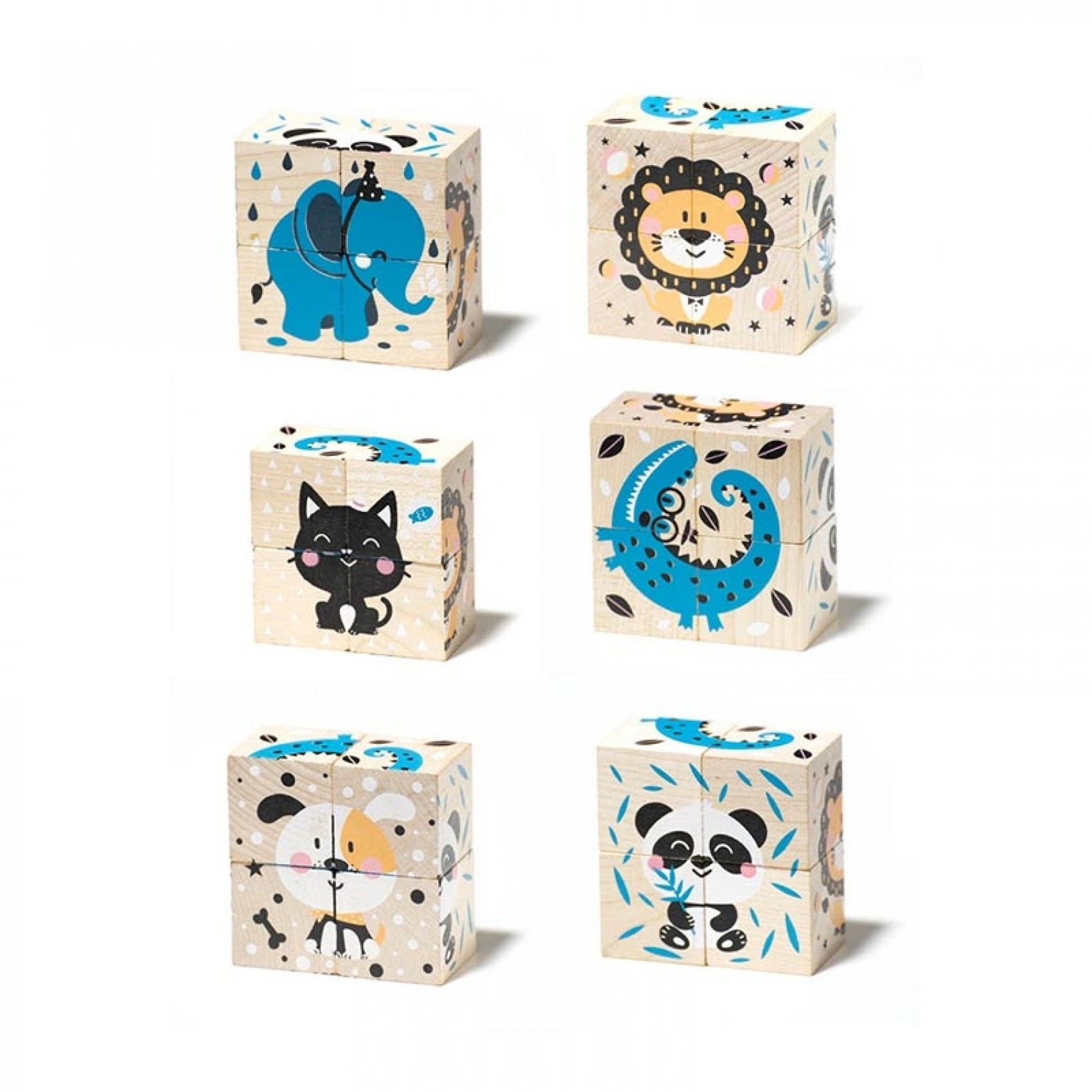 Puzzle cube animaux en bois - Cubika | Jeujouethique.com