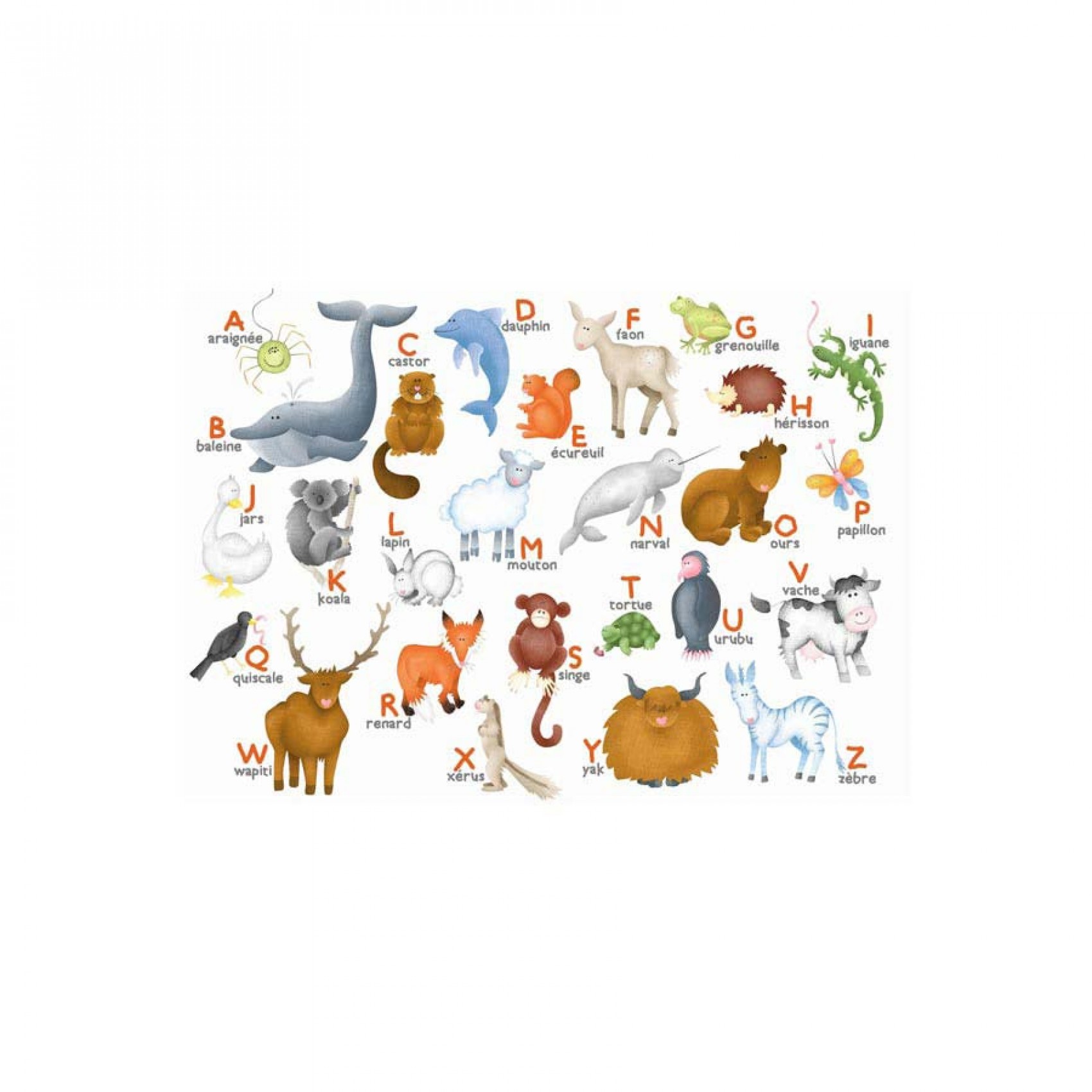 Puzzle en bois L'alphabet des Animaux 12 pcs - Michèle Wilson ...