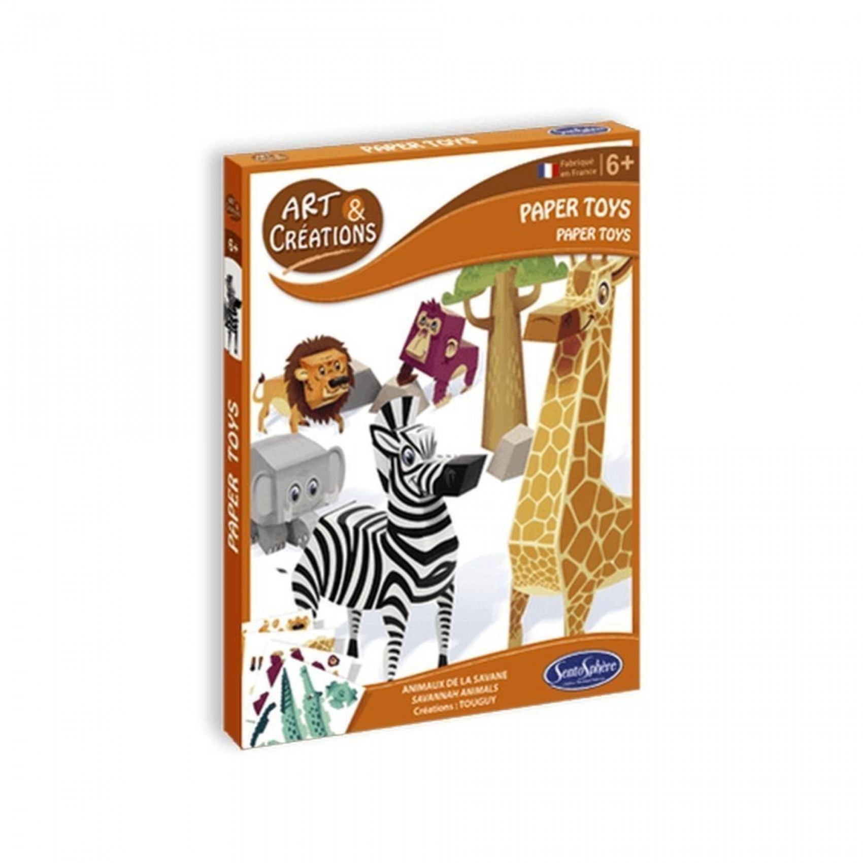 Kit de créations Animaux de la Savane en papier - Sentosphère | Jeujouethique.com