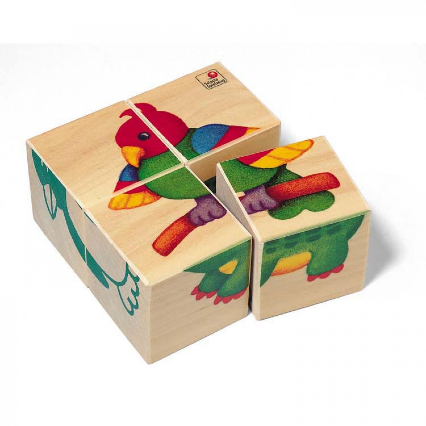 Cubes en bois Bébés Animaux du Zoo - Selecta | Jeujouethique.com